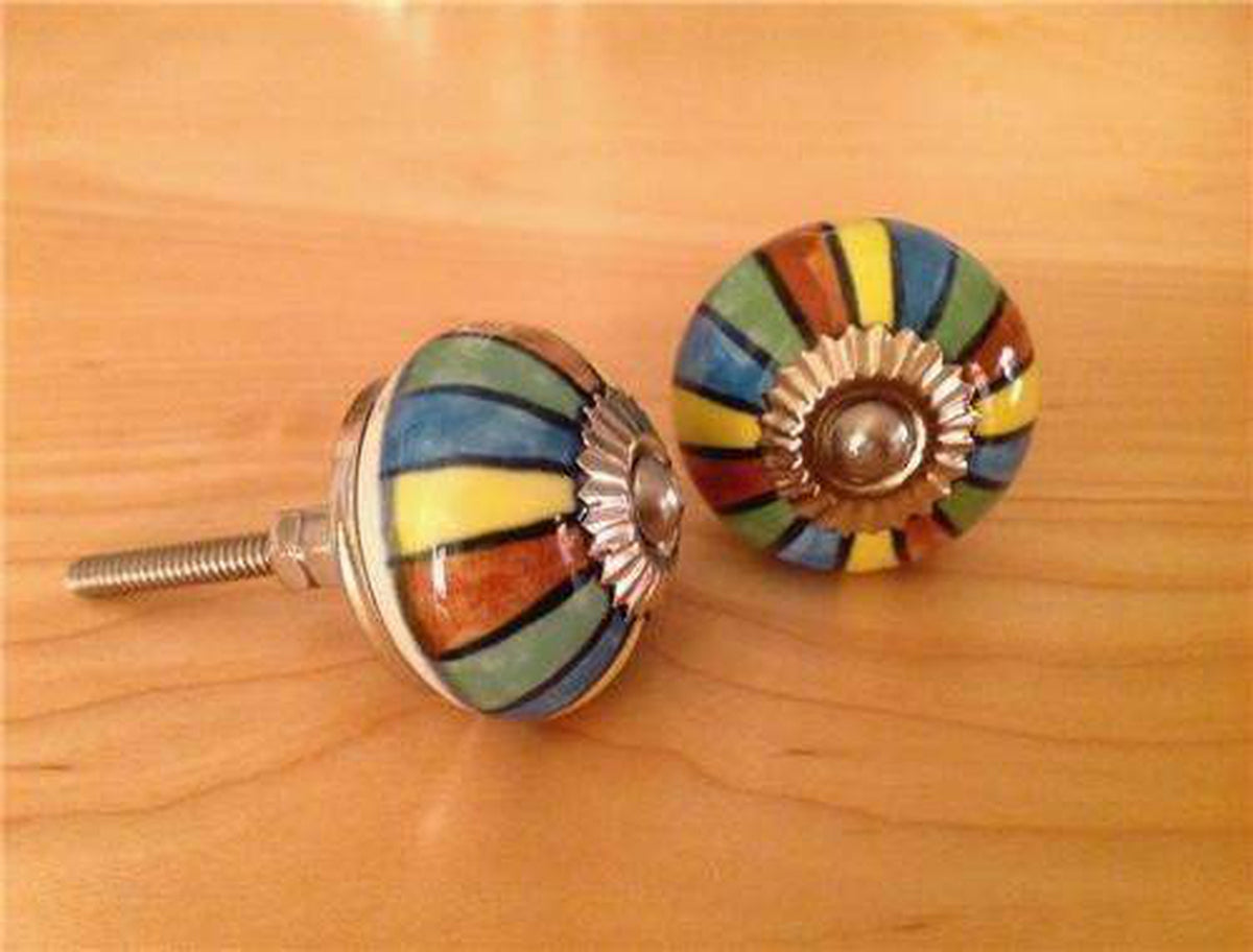 Mixed Striped Cabinet Knobs Drawer Pulls Porcelain 1.50 Inch – Dwyer Home Collection