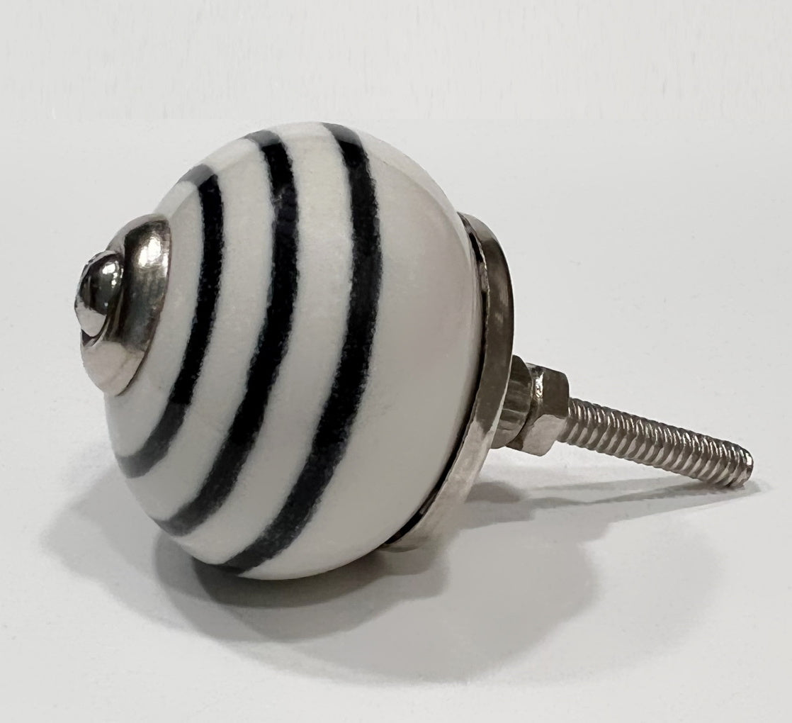Porcelain Cabinet Knobs Pulls Black Concentric Circles 1.50 Inch – Dwyer Home Collection